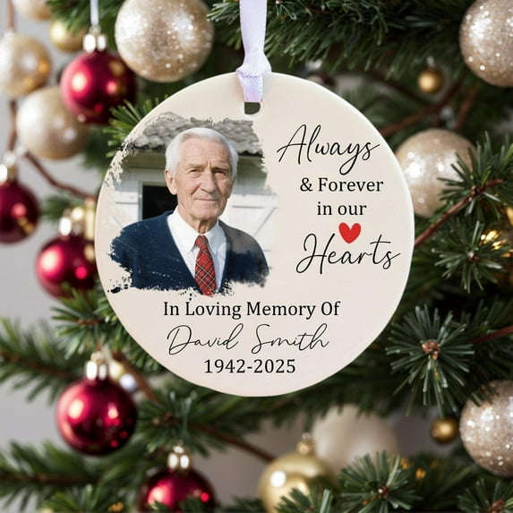 Custom Photo Memorial Ornament, Ceramic Dad Remembrance Keepsake ...