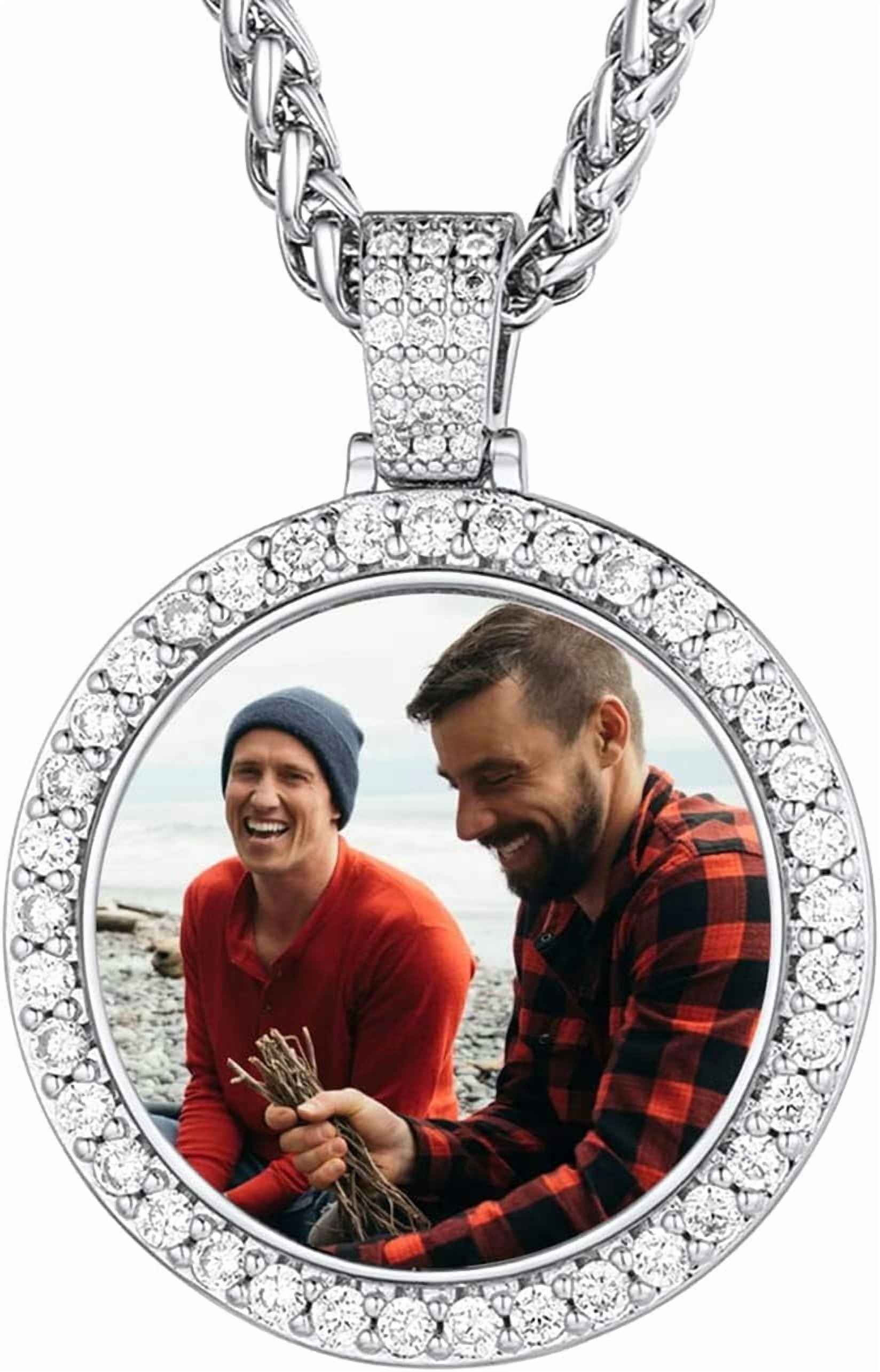 Custom Photo Necklace for Men Women, Stainless Steel Black Gold Color ...