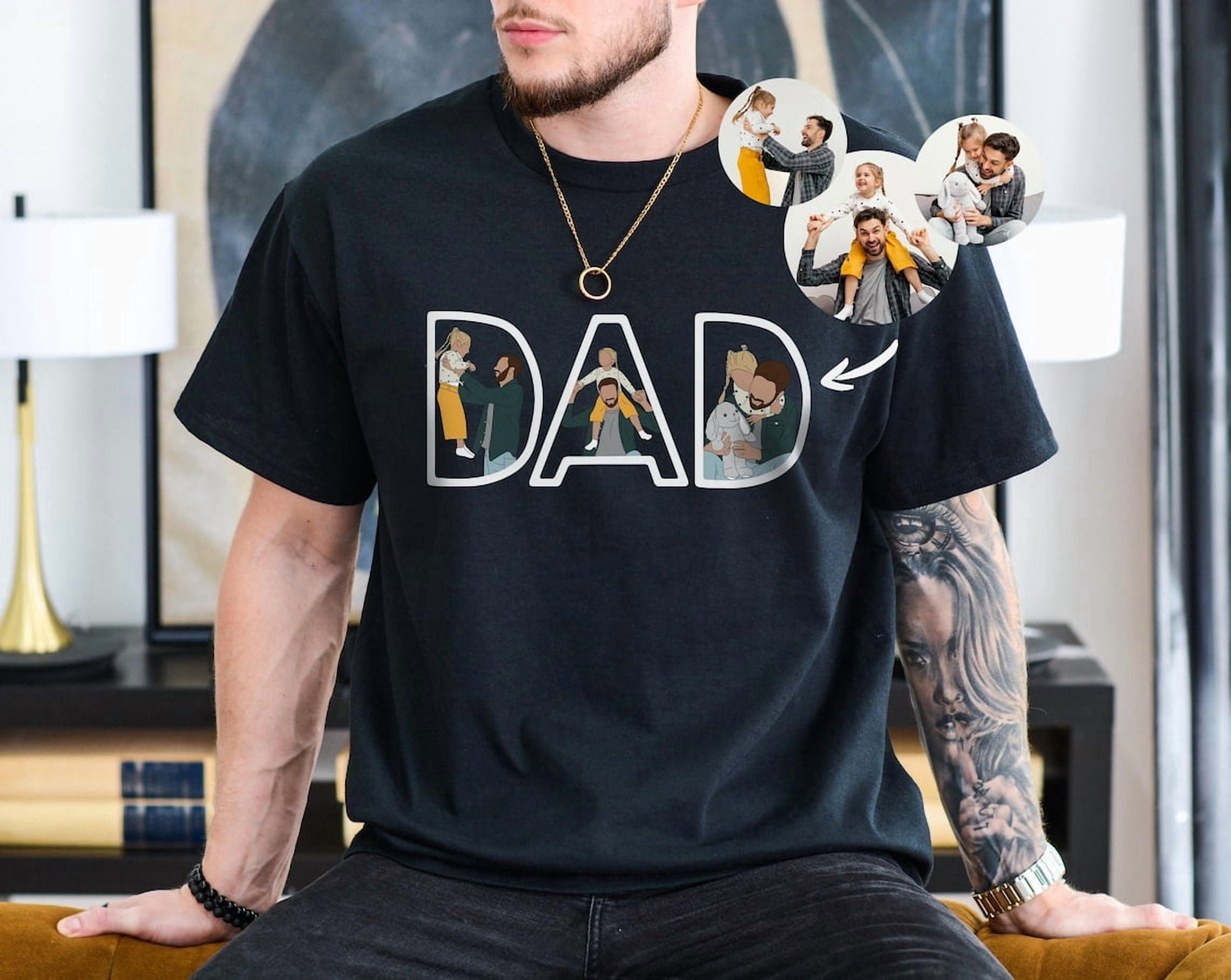 Custom Photo Personalized Dad Portrait Birthday Gift Husband T-shirt ...