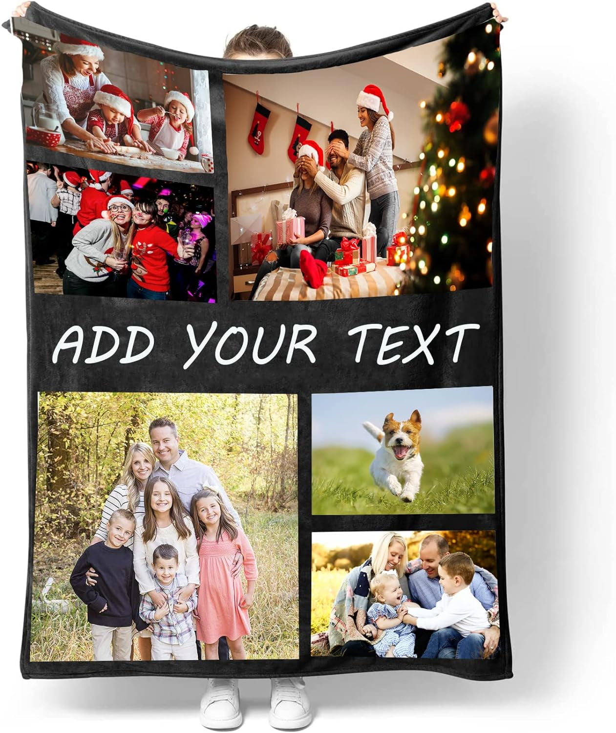 Custom Photo Picture Blanket, Personalised Blanket with Text Collage ...