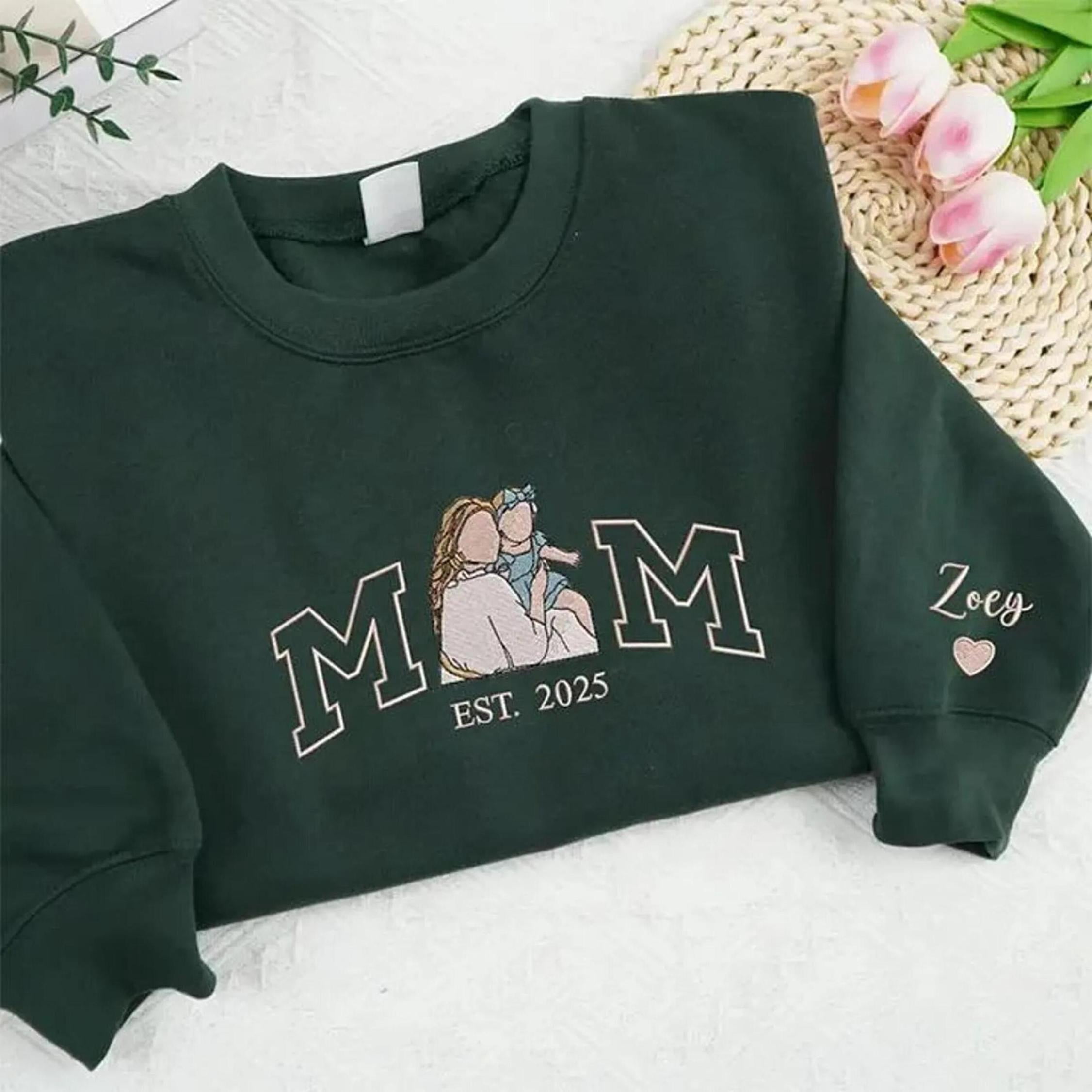 Custom Photo Portrait Embroidery Sweatshirt Gift for Mom and Dad ...