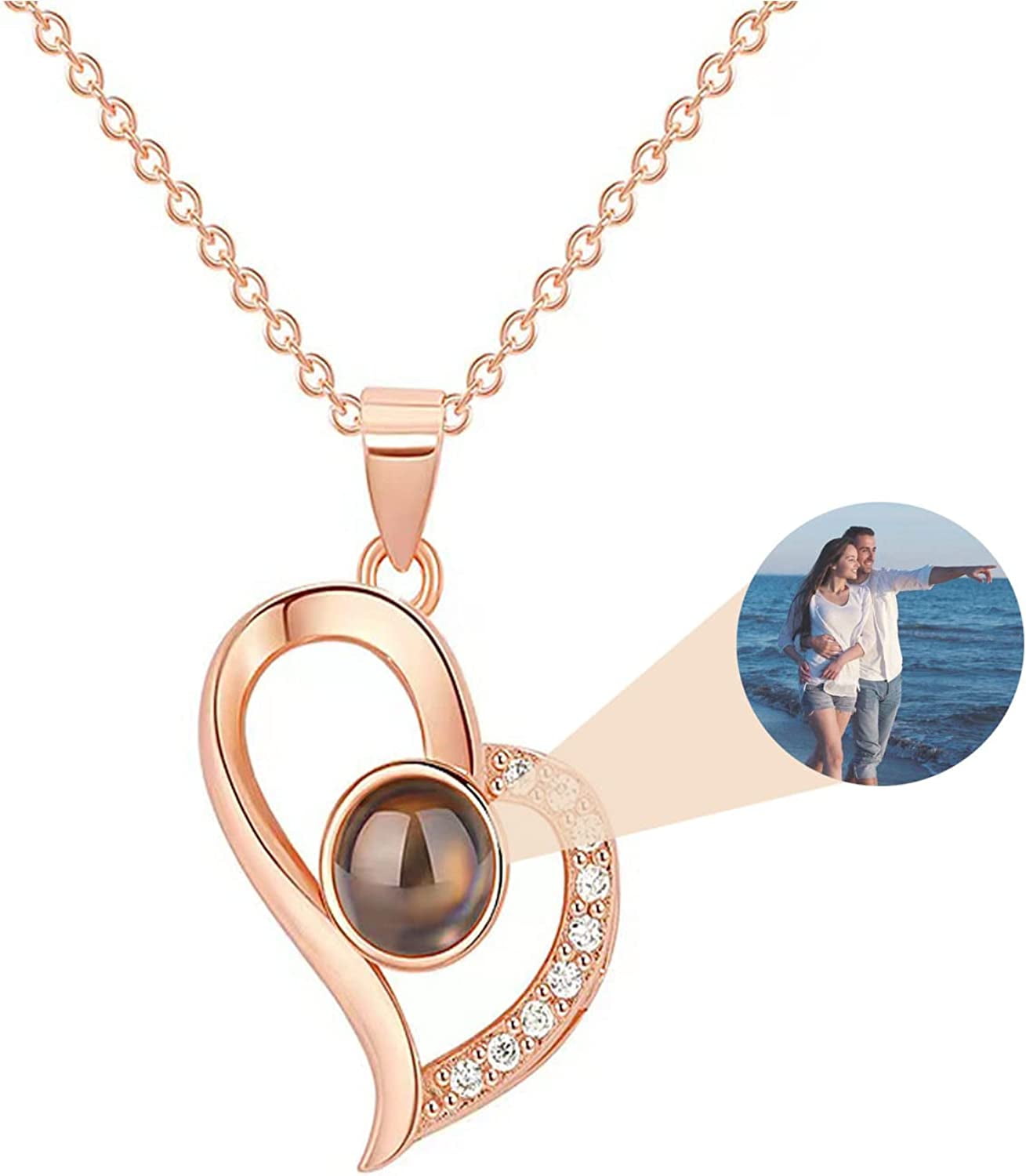 Custom Photo Projection Necklace with Picture Inside I Love You ...
