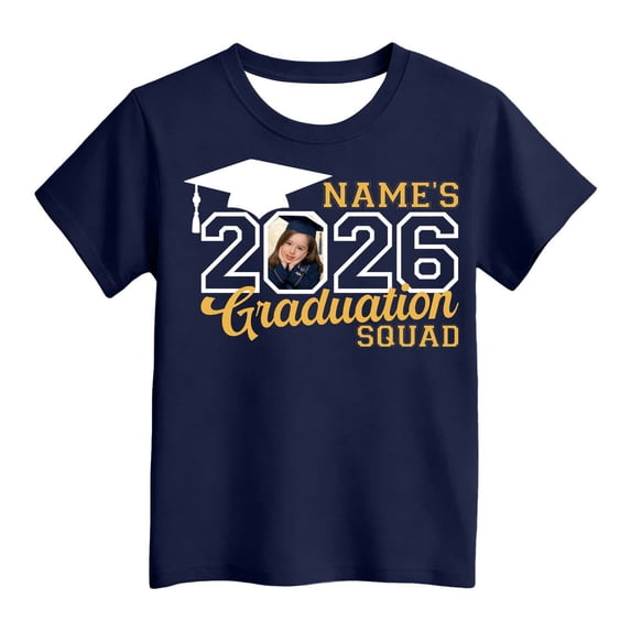 Custom Photo T-Shirt, Personalized Text Picture Print Short Sleeve Crew ...