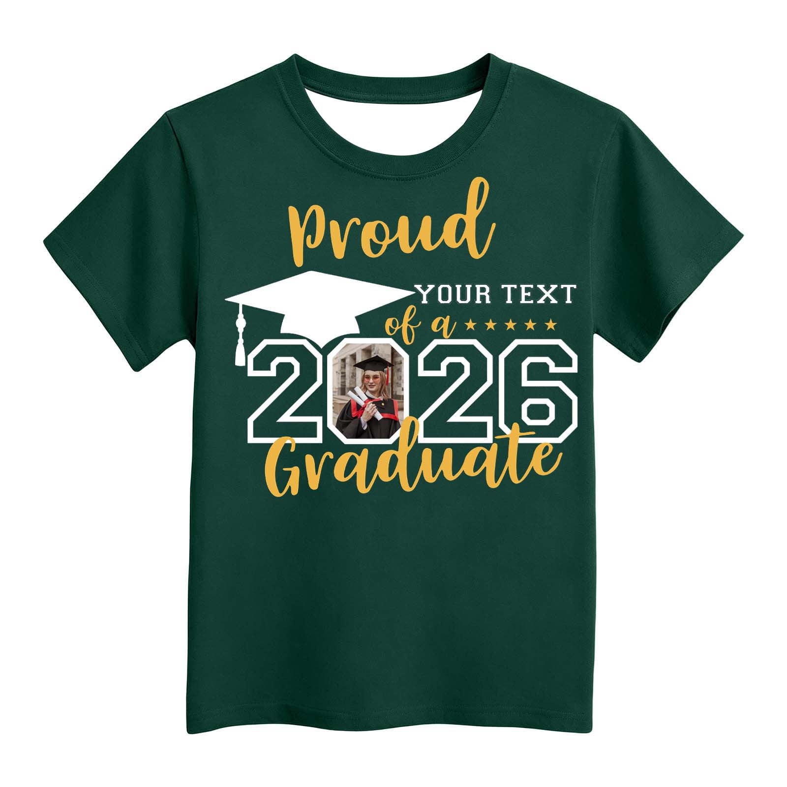Custom Photo T-Shirt, Personalized Text Picture Print Short Sleeve Crew ...