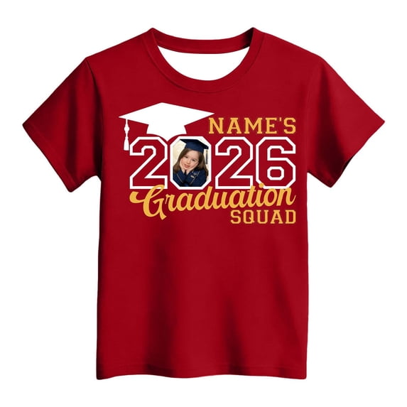 Custom Photo T-Shirt, Personalized Text Picture Print Short Sleeve Crew ...
