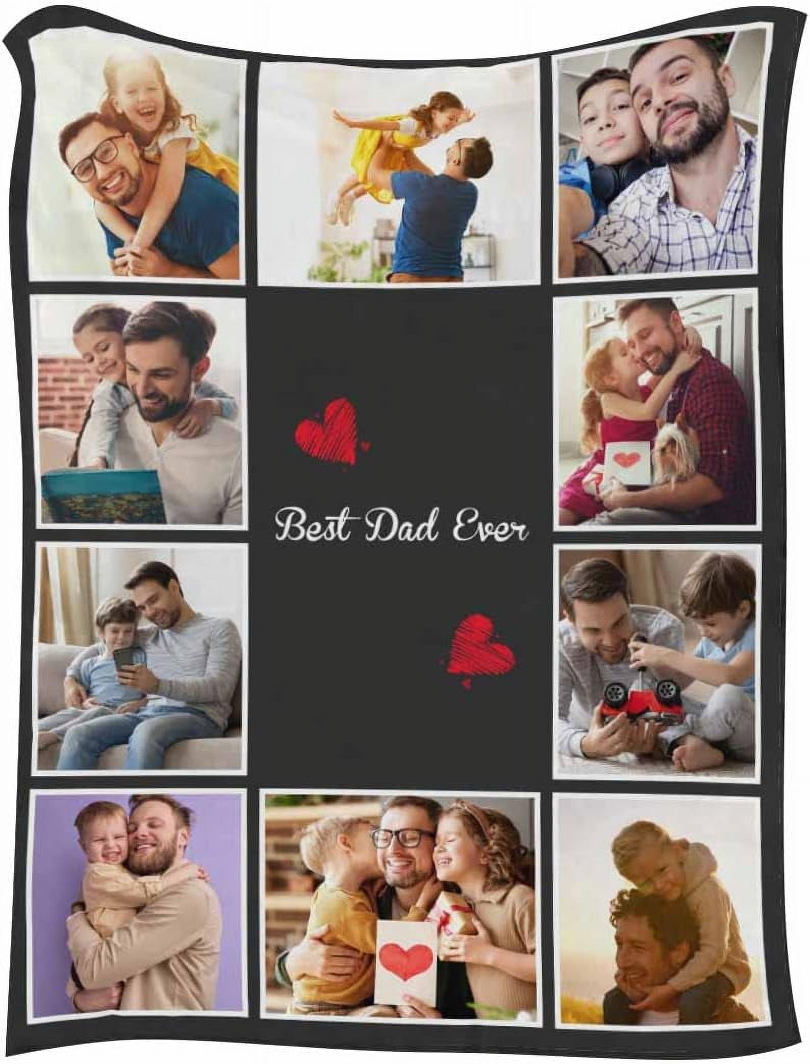 Custom Photo Throw Blanket for Dad Personalized Happy Fathers Day Blankets with Pictures, to ...
