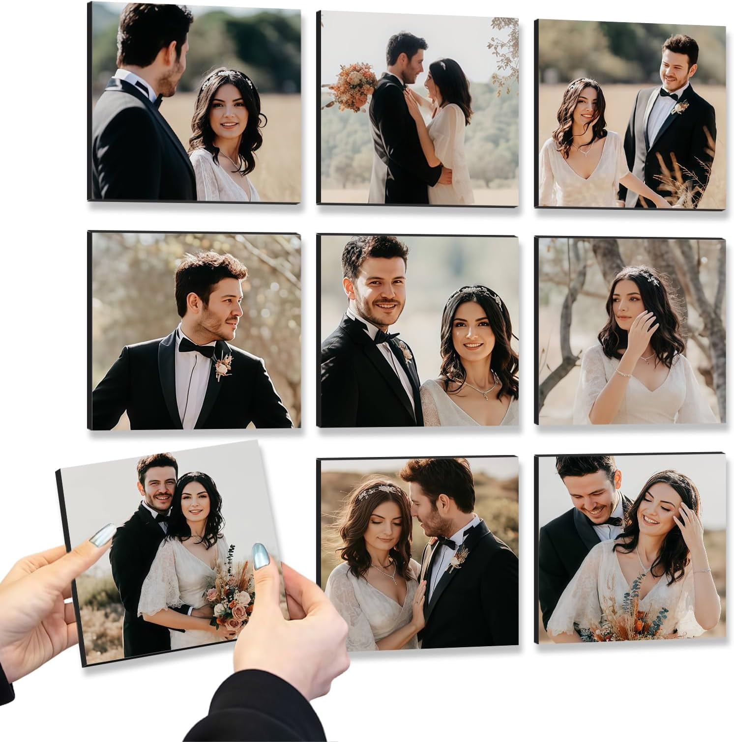 Custom Photo Tiles Personalized Photo Prints (9pc) Picture Frames ...