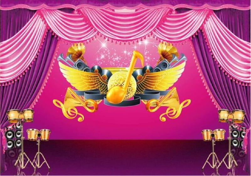 Custom Photography Backdrop Dream Musical Note Background Black And ...