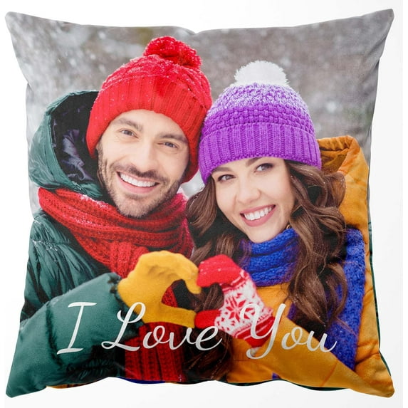 Custom Pillow with Picture & Text, Two-Sides Velvet Customized Photo ...