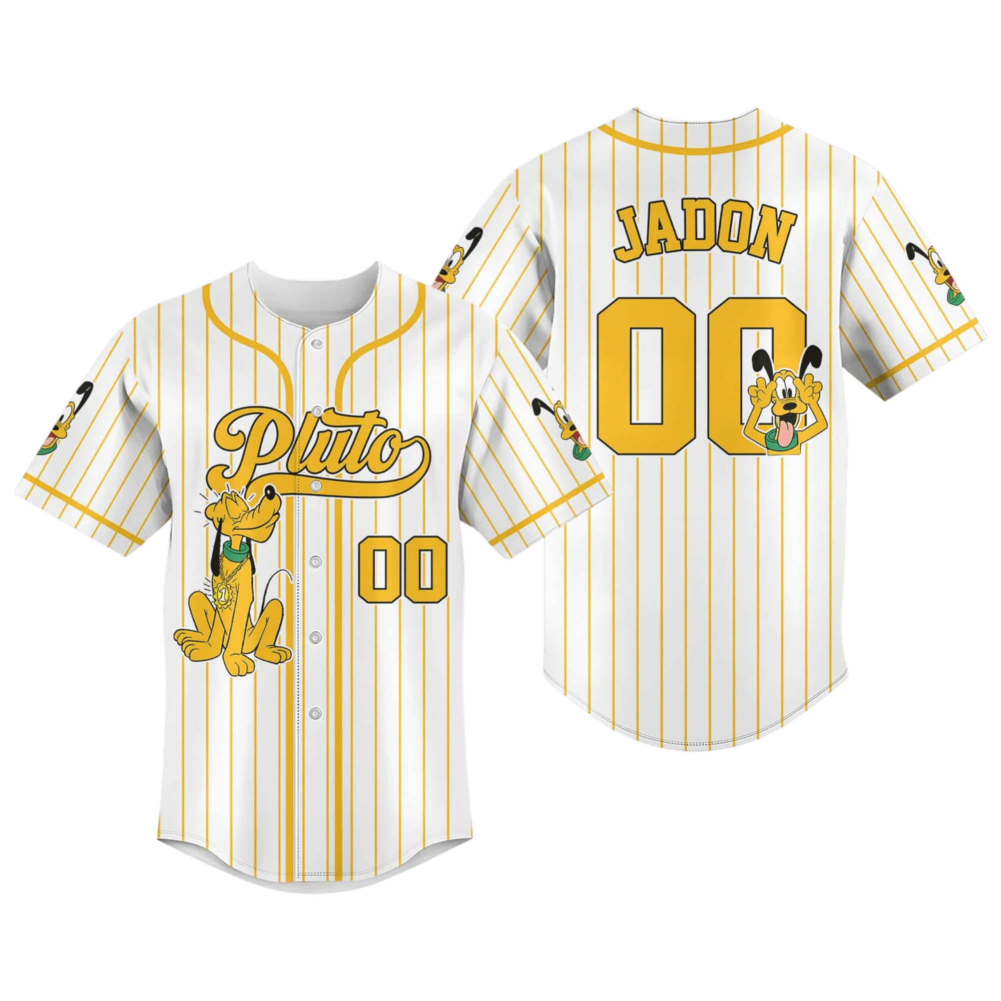 Custom Pluto Dog Baseball Jersey, Disney Characters Jersey, Disneyland ...