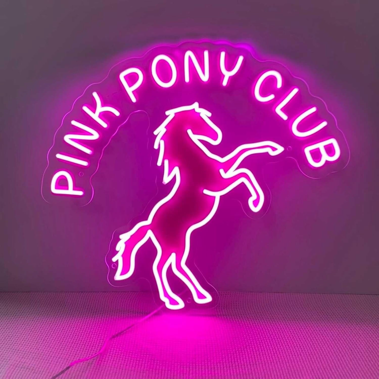 Custom Pony Club LED Neon Sign – USB Powered, Dimmable Pink Light for ...