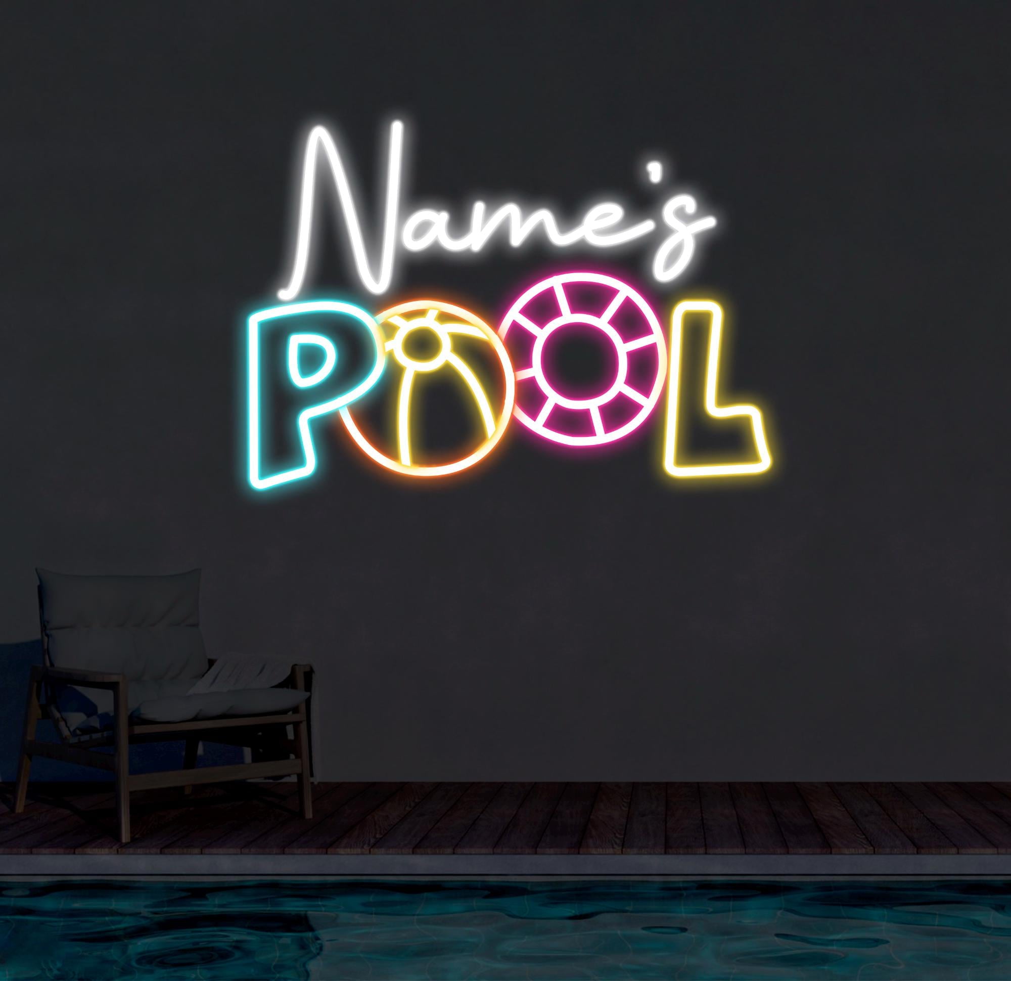 Custom Pool Neon Sign, Outdoor Patio Led Sign, Poolside Family Name ...