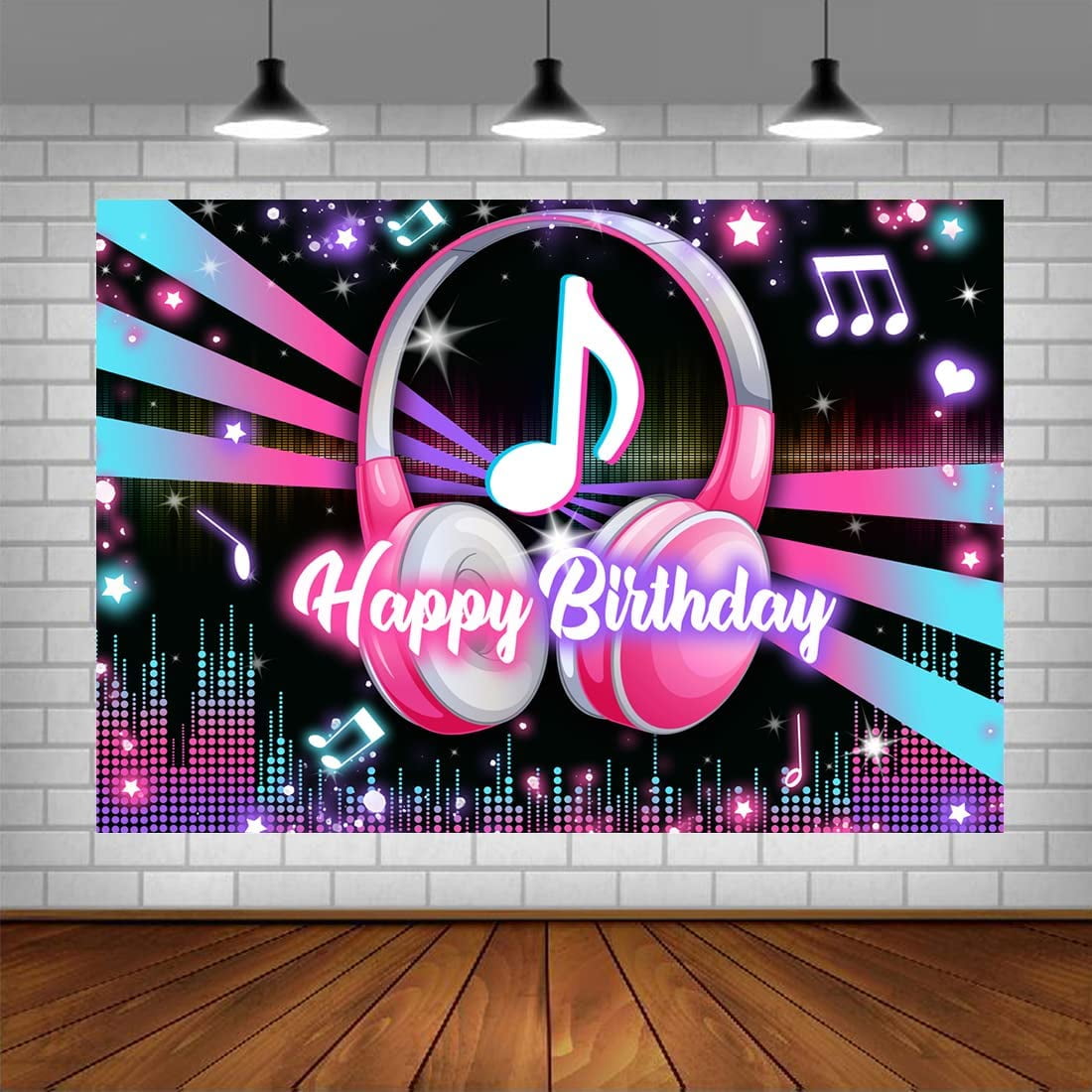 Custom Popular Musical Theme Birthday Party Backdrop Music Happy ...