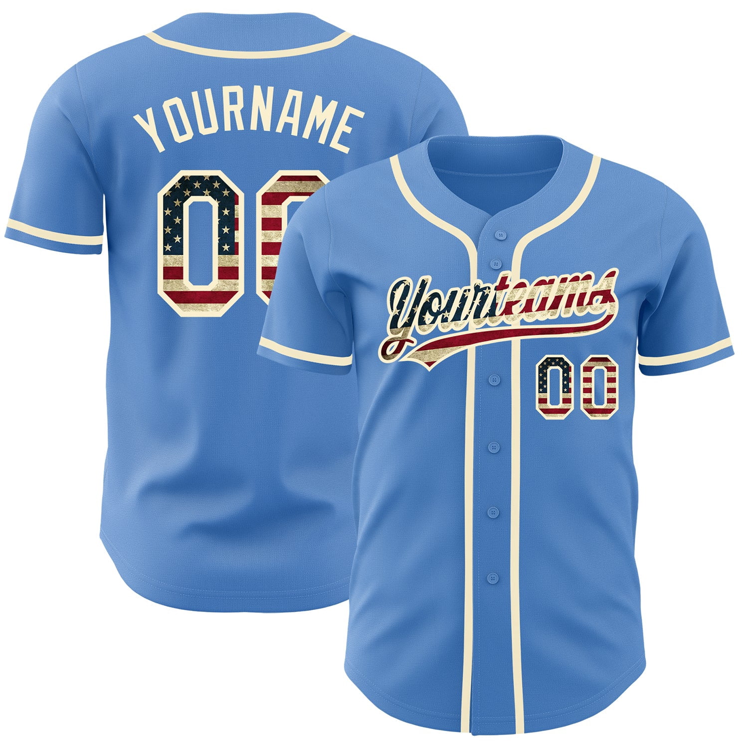Custom Powder Blue USA Cream Authentic Baseball Jersey - Hot Sale 2026 ...