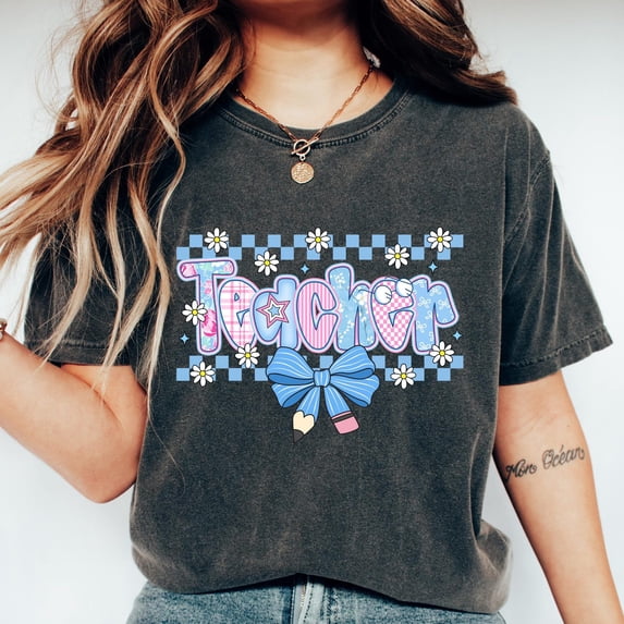 Custom Preppy Teacher Shirt - Comfort Colors Floral Coquette T-Shirt ...