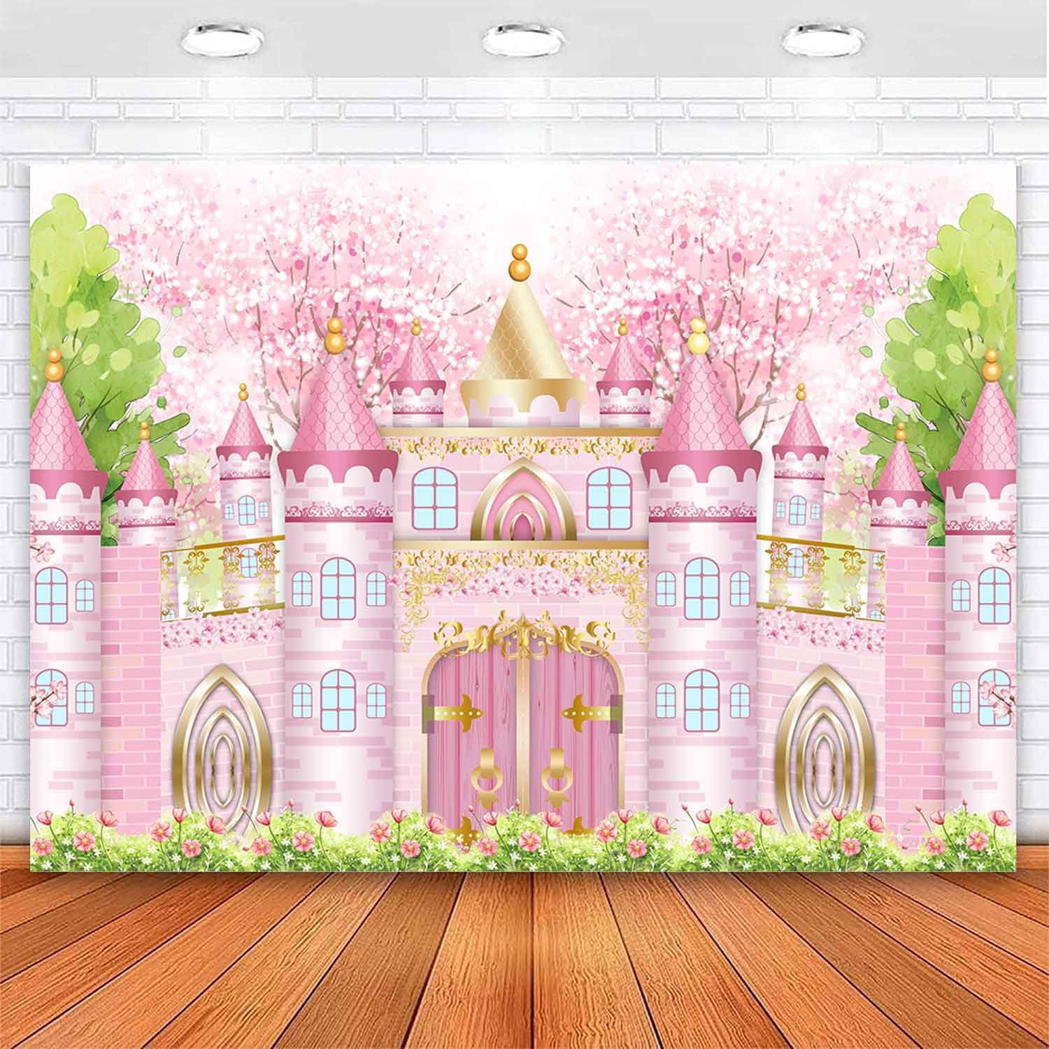 Custom Princess Castle Birthday Backdrop Pastel Watercolor Pink Royal ...