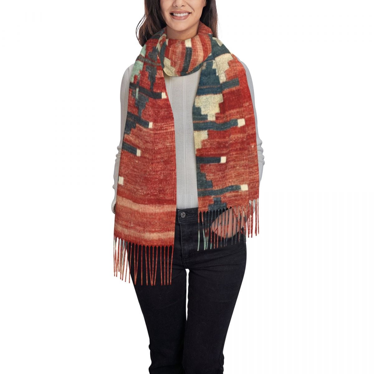 Custom Print Boho Kilim Ethnic Tribal Pattern Scarf Women Men Fall ...