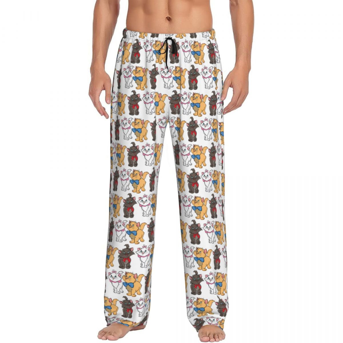Custom Print Marie Aristos Inspired Pajama Pants Men Cartoon Cat Sleep ...
