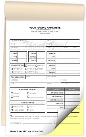 Custom Printed 5.5 x 8.5 inches Carbonless Towing Invoice Receipt Books ...