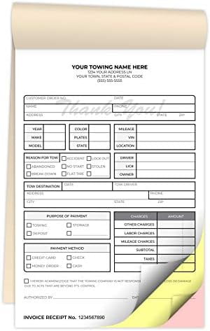 Custom Printed 5.5 x 8.5 inches Carbonless Towing Invoice Receipt Books ...