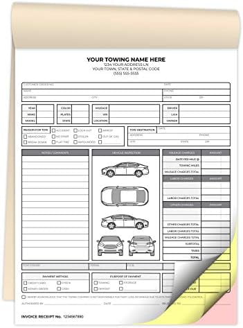 Custom Printed 8.5 x 11 inches Carbonless Towing Invoice Receipt Books ...