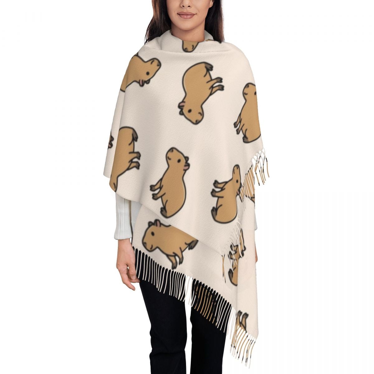 Custom Printed Capybaras Pet Scarf Men Women Winter Fall Warm Scarves ...