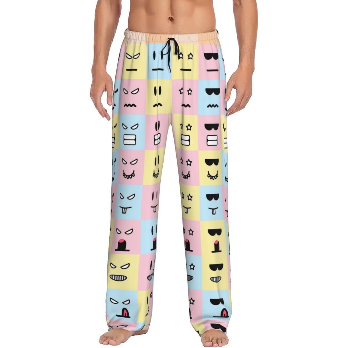 Custom Printed Men's Pajama Pants Doodle Mouth Eyes Sleepwear Sleep ...
