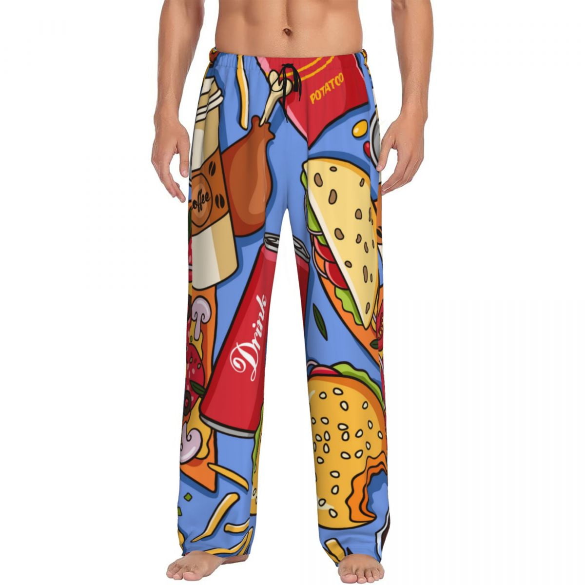 Custom Printed Men's Pajama Pants Fun And Colorful Fast Food Sleepwear ...