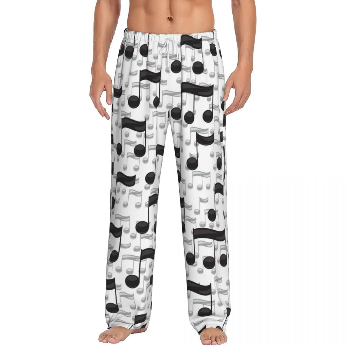 Custom Printed Men's Pajama Pants Music Notes White Background ...