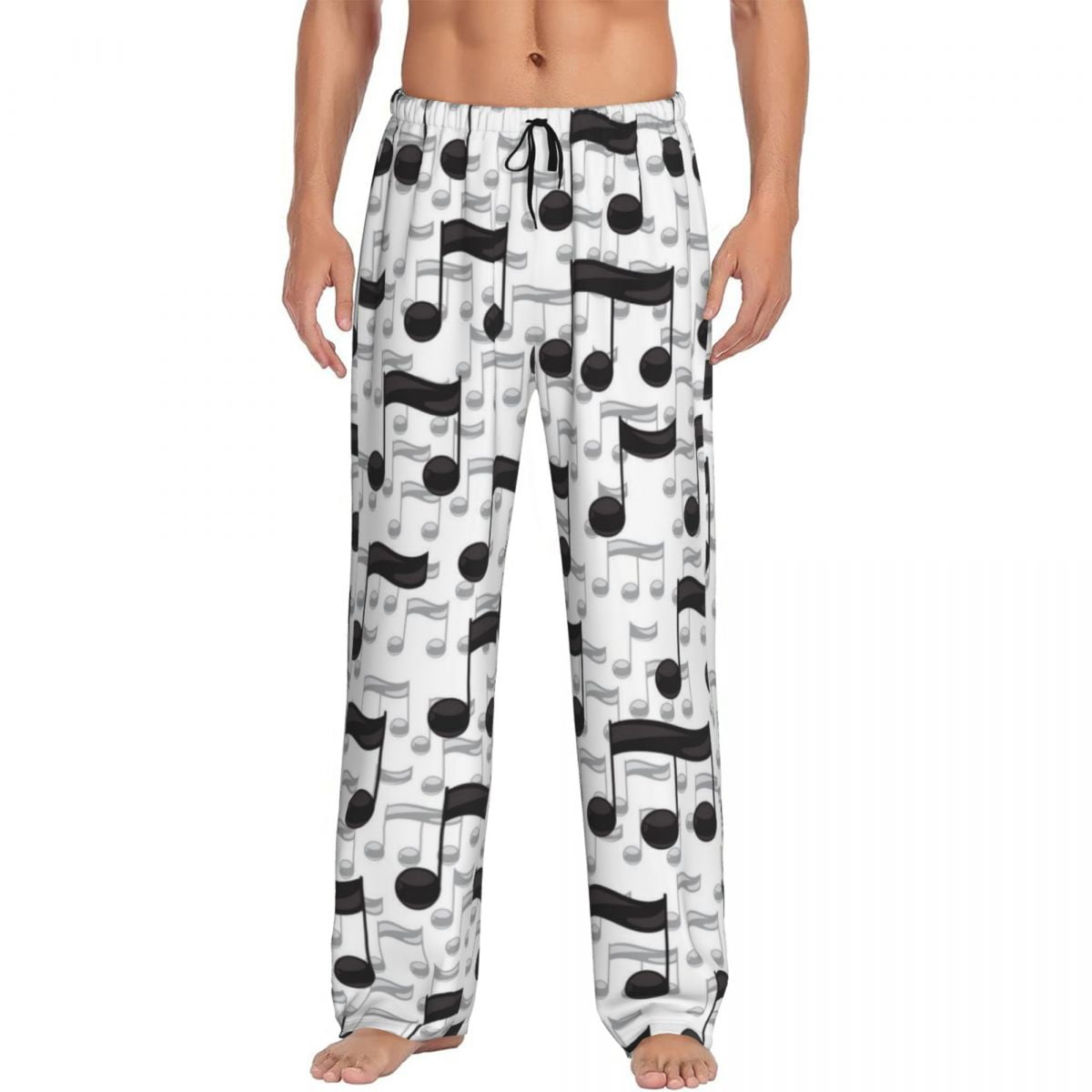 Custom Printed Men's Pajama Pants Music Notes White Background ...
