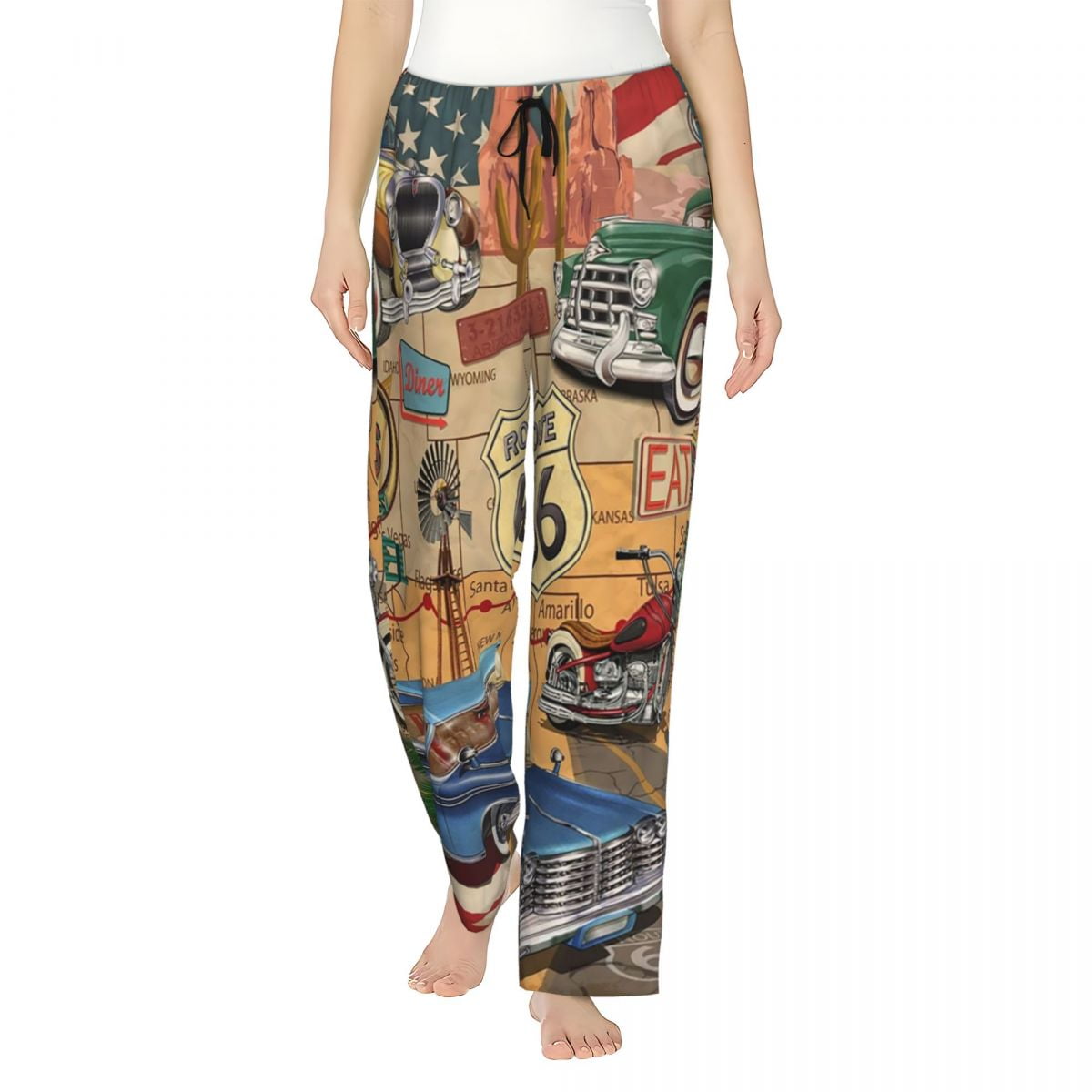 Custom Printed Womens Signs Pajama Pants USA Highway Sleep Sleepwear ...