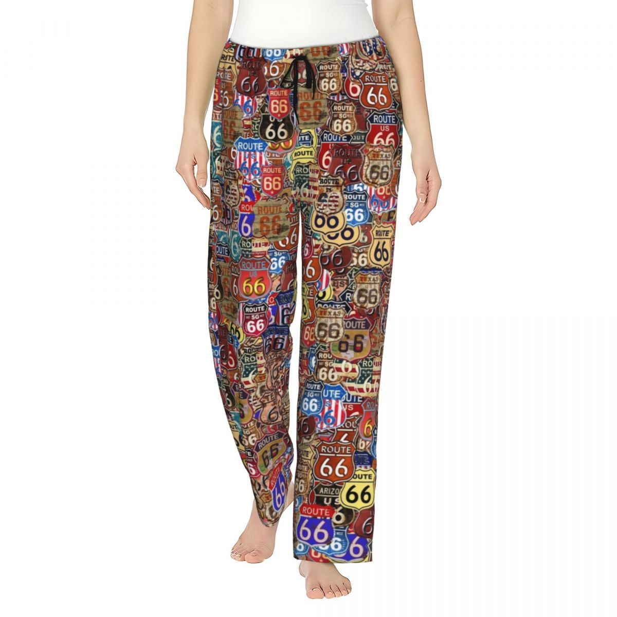 Custom Printed Womens Signs Pajama Pants USA Highway Sleep Sleepwear ...