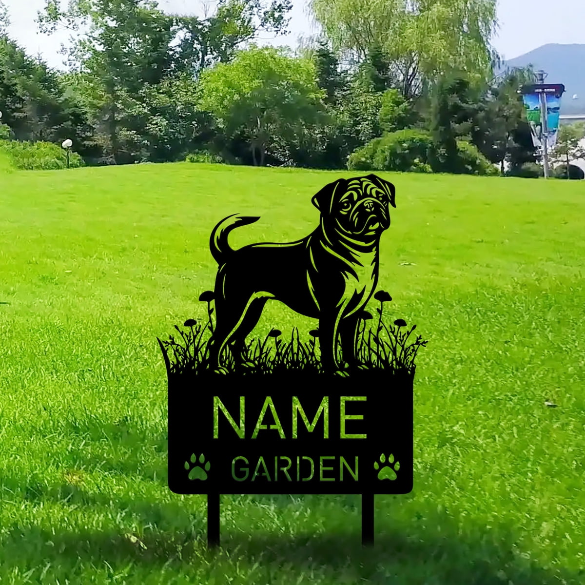 Custom Pug Dog Metal Memorial Garden Stake Personalized Pet Grave ...