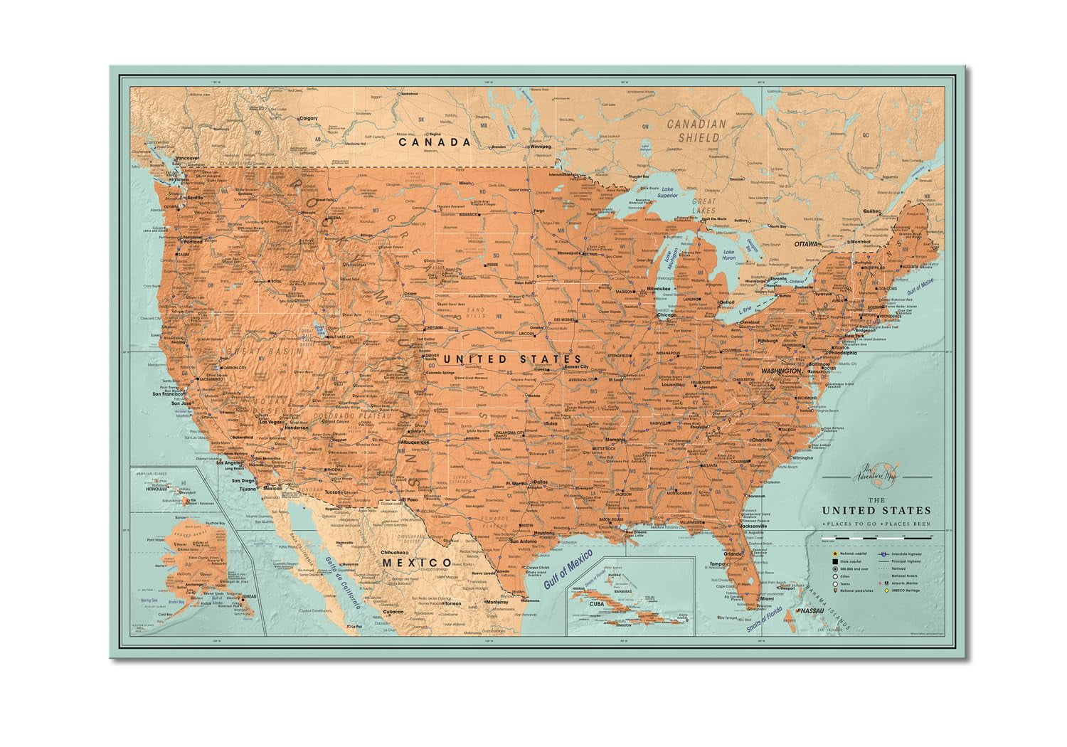 Custom Push Pin Map of United States | Detailed Large Push Pin US Map ...