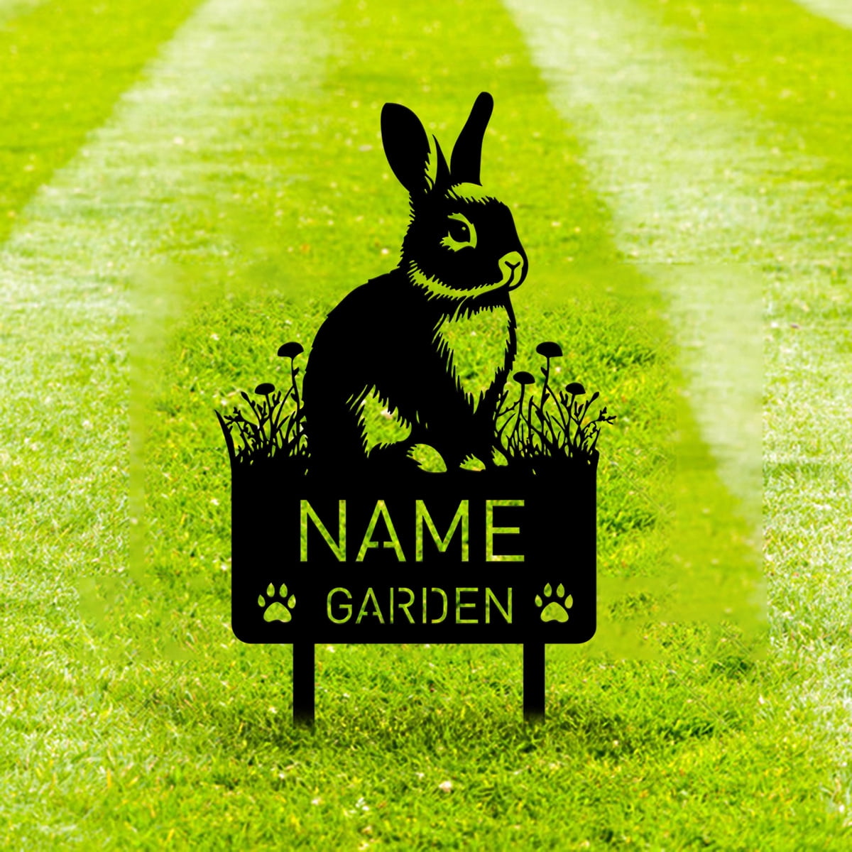 Custom Rabbit Metal Memorial Garden Stake Personalized Pet Grave Marker ...