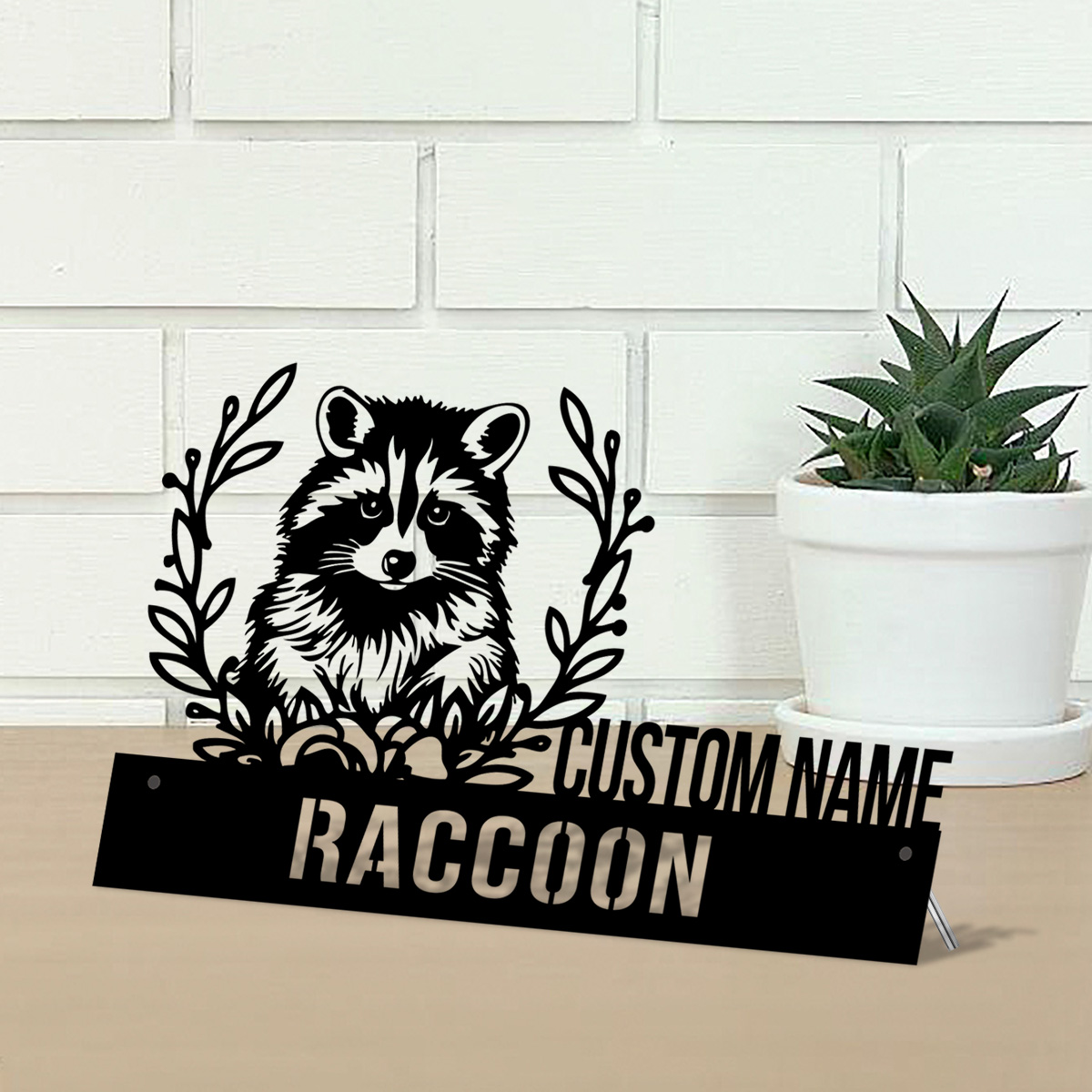 Custom Raccoon Desk Name Plate Wedge Personalized Raccoon Nameplate ...