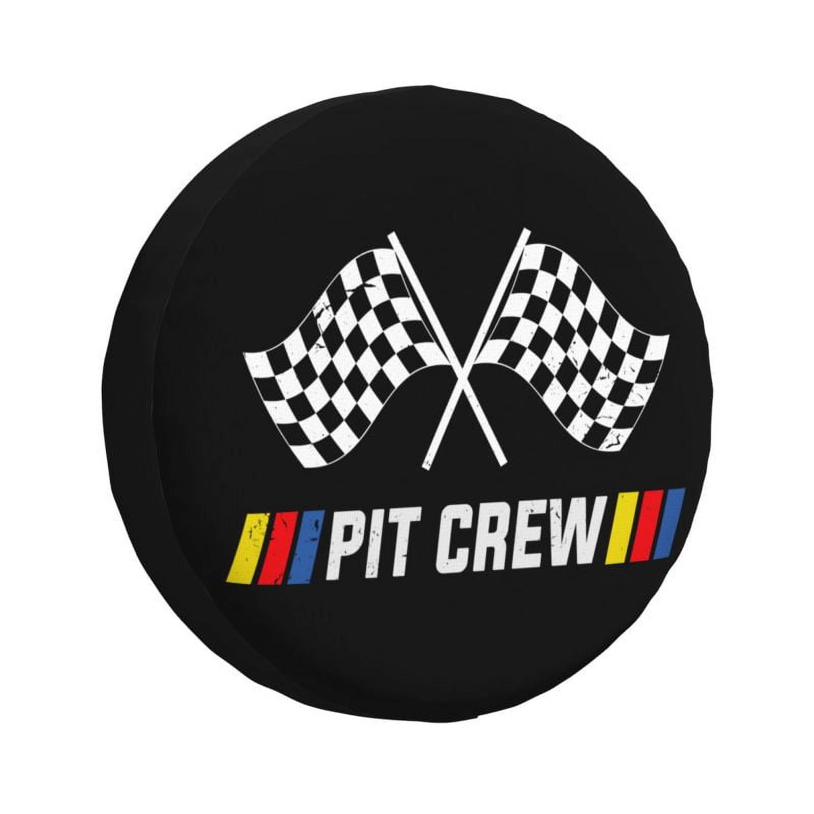Custom Race Car Pit Crew Checkered Flag Spare Tire Cover for Racing ...