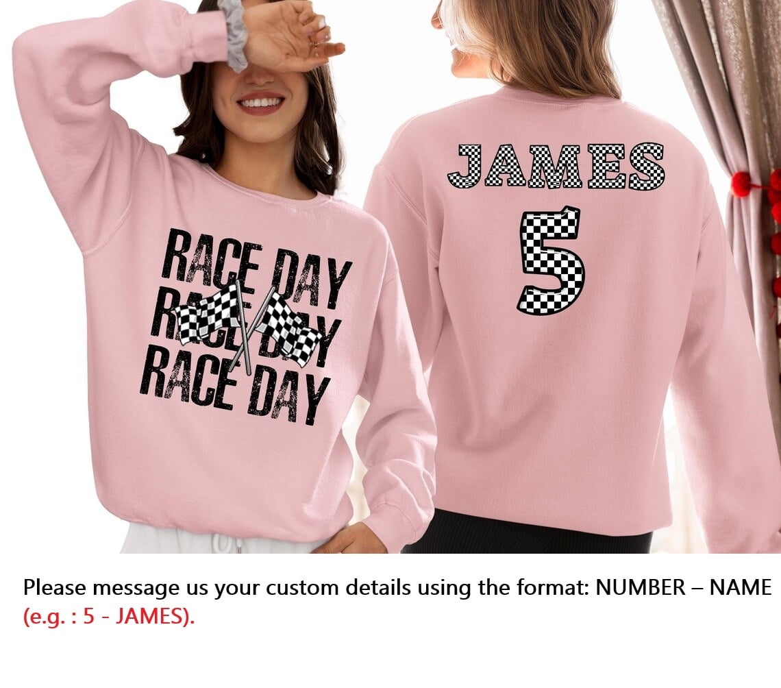 Custom Race Day Sweatshirt, Retro Racing Outfit, Personalized Speedway ...