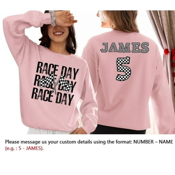 Custom Race Day Sweatshirt, Retro Racing Outfit, Personalized Speedway ...