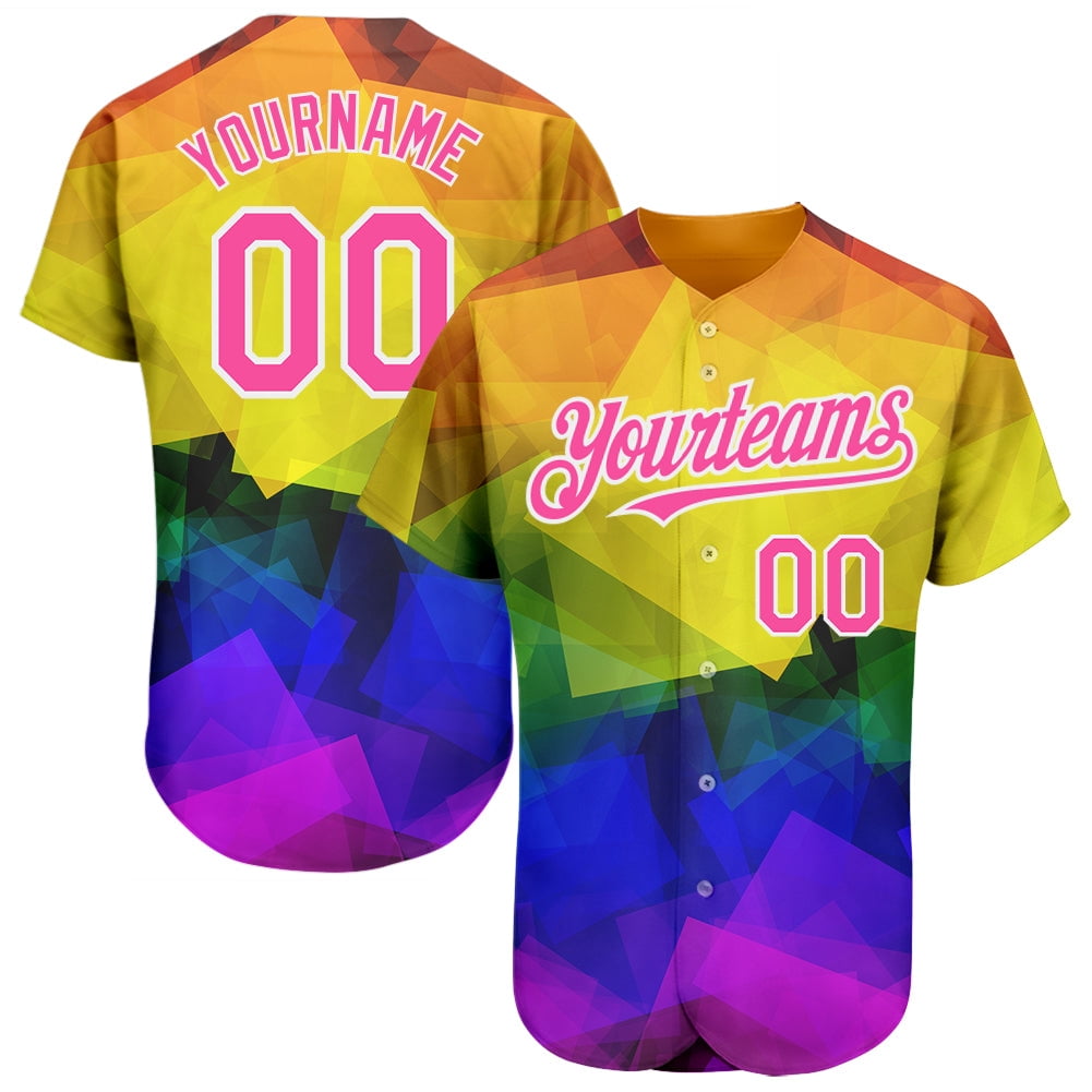 Custom Rainbow For Pride Month Love Is Love LGBT 3D Authentic Baseball ...