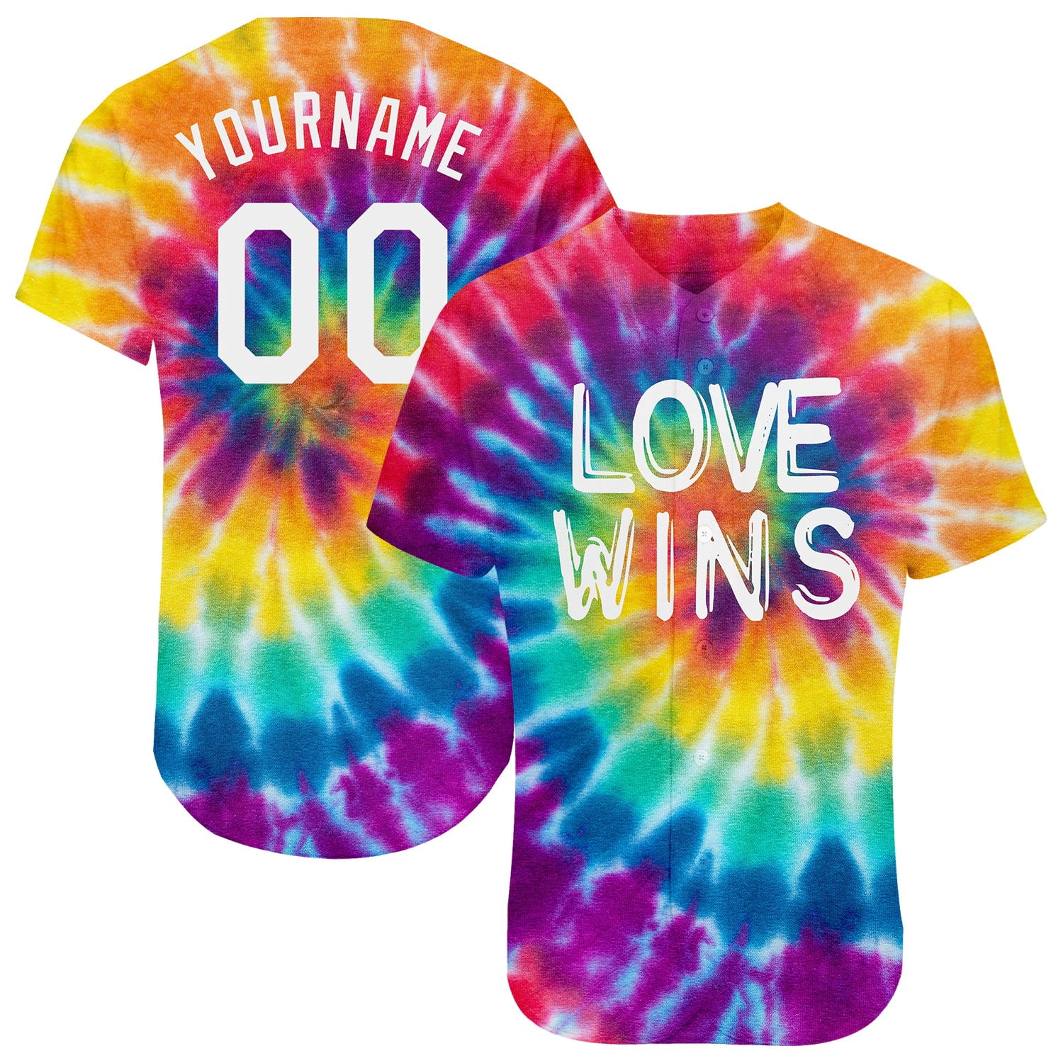 Custom Rainbow For Pride Month Love Wins LGBT Authentic Baseball Jersey ...