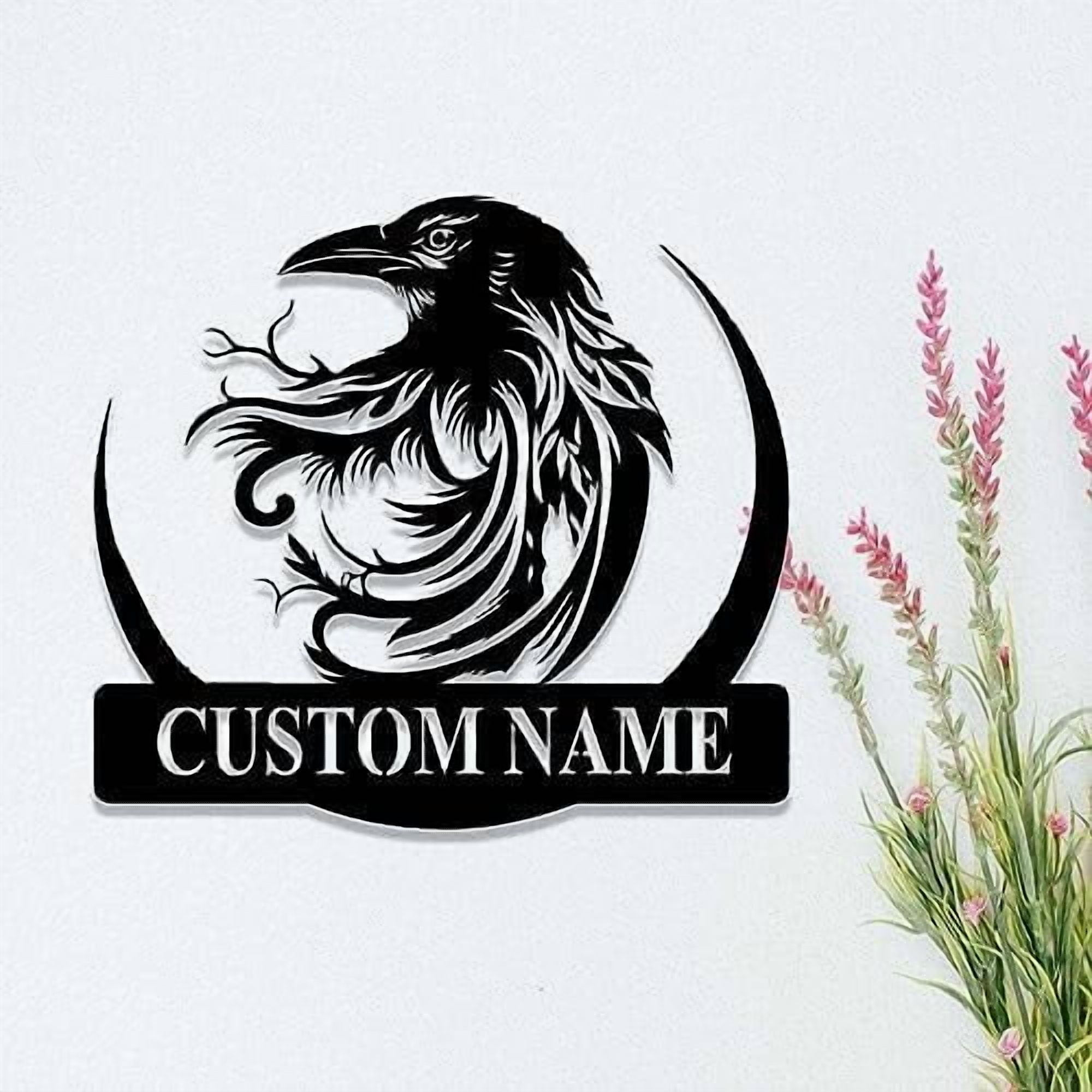 Custom Raven Metal Sign Raven Wall Decor Wall Art Personalized Black ...