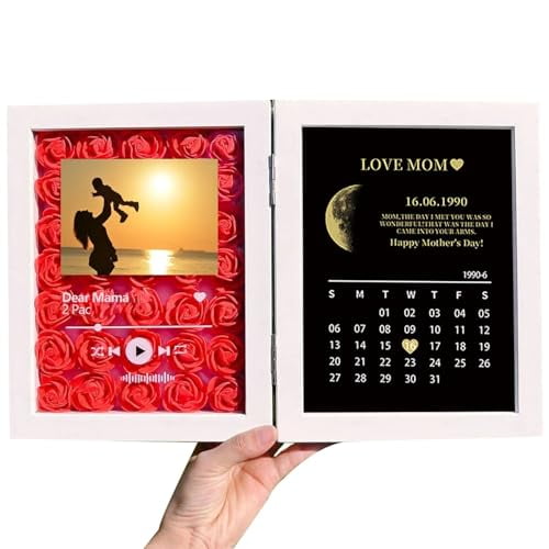 Custom Real Moon Phase Shadow Box for Mom Music Personalized Flower ...