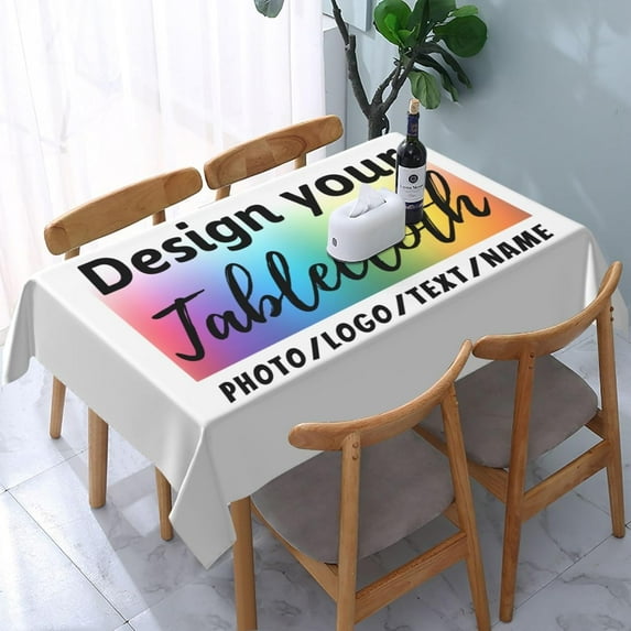 Custom Rectangle Table Cloth, Personalized Tablecloth with Photo Image ...