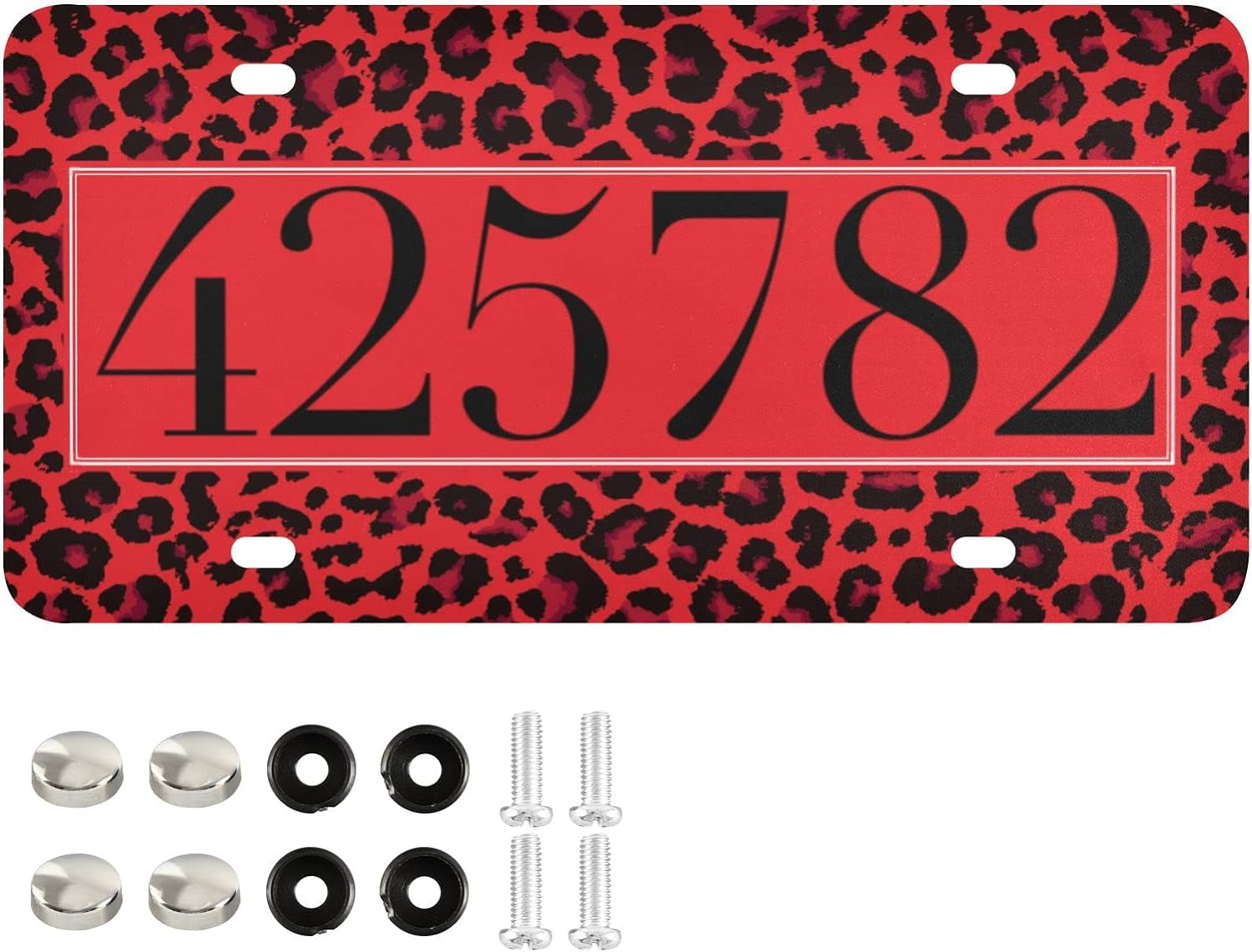 Custom Red Leopard Print Cheetah License Plate, Personalized Your Text ...