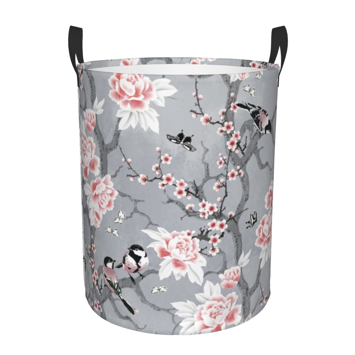 Custom Red Oriental Cherry Blossoms Laundry Hamper Large Storage Basket ...