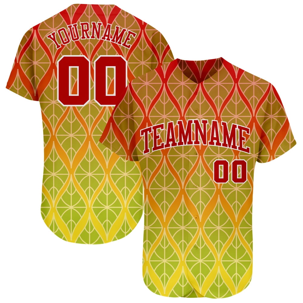 Custom Red Red-White 3D Pattern Design Authentic Baseball Jersey - Hot ...