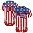 Custom Red Royal-White 3D American Flag Authentic Baseball Jersey - Hot ...