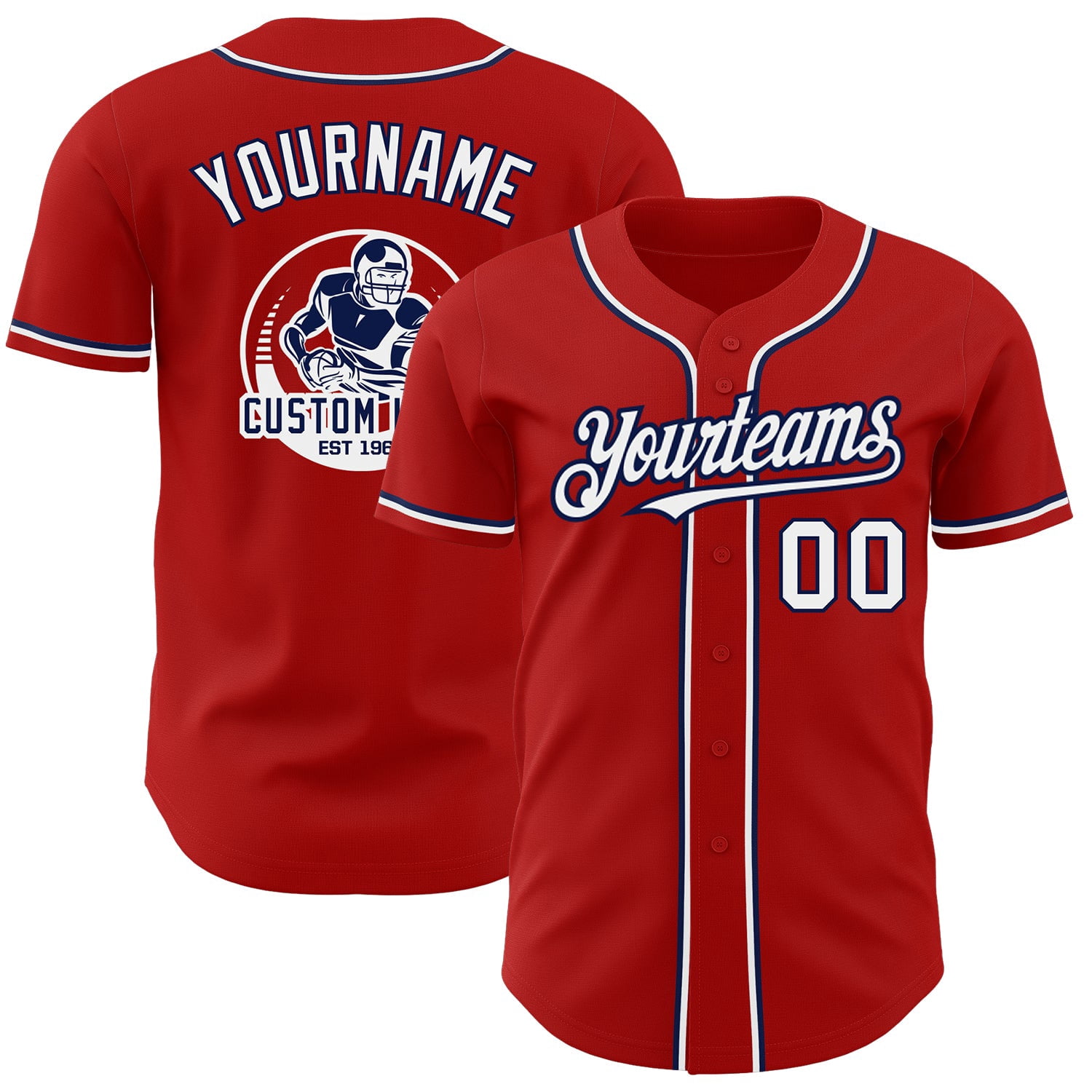 Custom Red White-Navy Authentic Baseball Jersey - Hot Sale 2026 ...