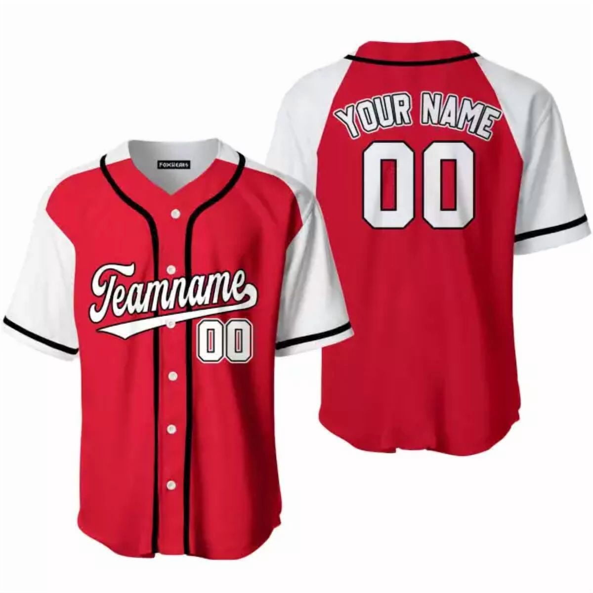 Custom Red White Raglan Black Baseball Jerseys For Men & Women JN12961 ...